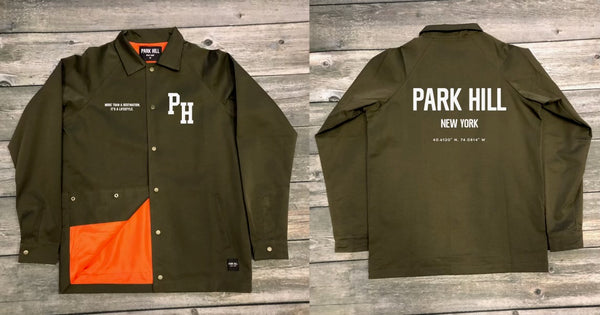 Limited Edition Coach Jacket Olive Green w/ Orange Lining - Park Hill ...